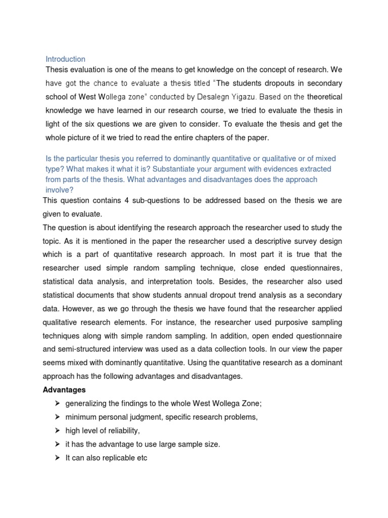 Group 1 Assignment On Thesis Evaluation | PDF | Level Of Measurement ...