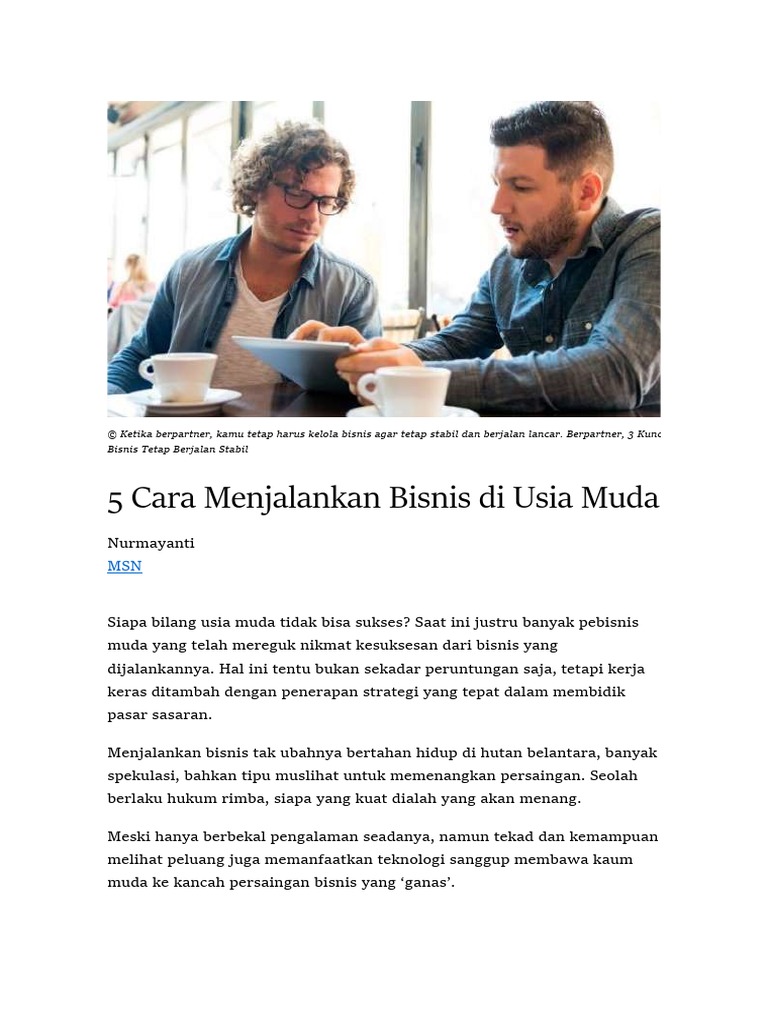 5 Cara Menjalankan Bisnis Di Usia Muda | PDF