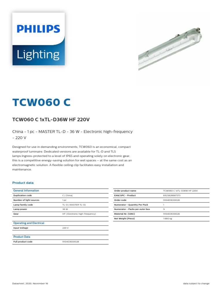 TCW060 C 1xTL-D36W HF 220V | PDF