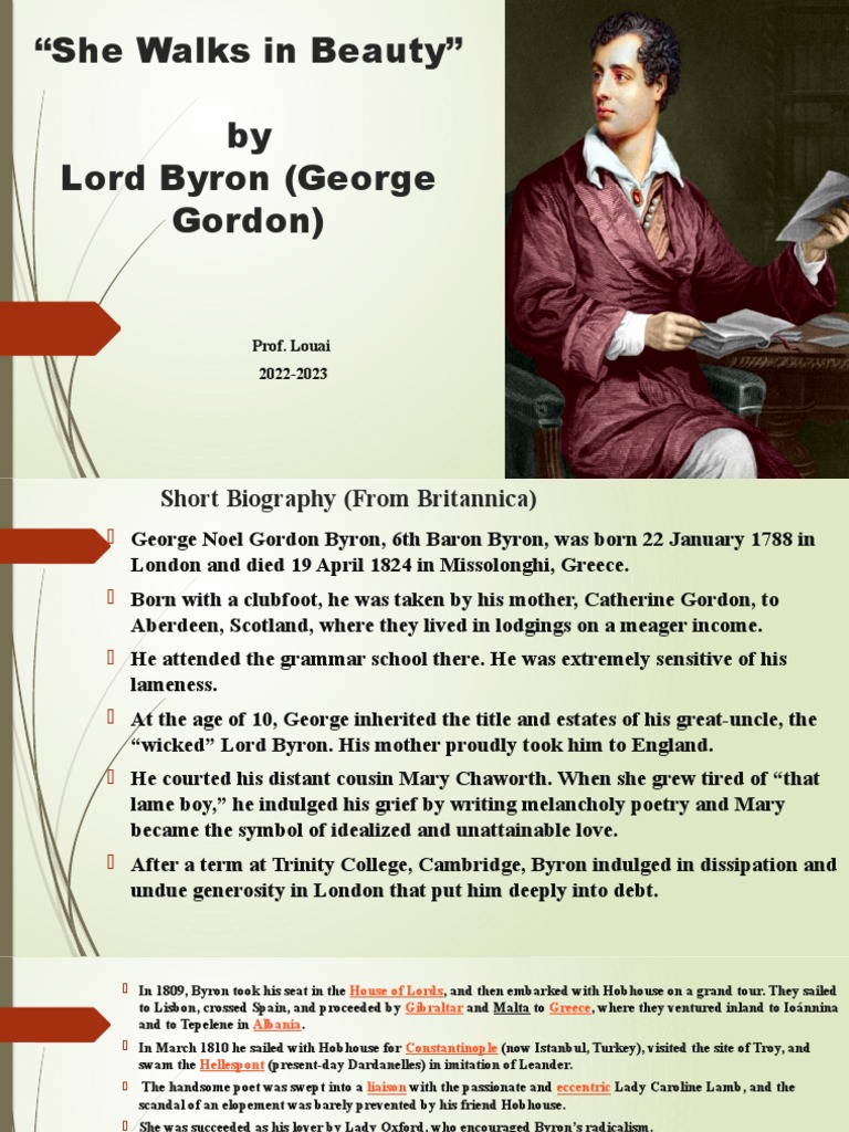 Themes in "She Walks in Beauty" | PDF | Poetry | Metre (Poetry)