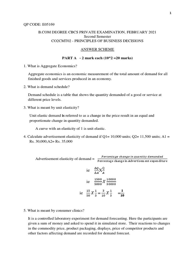 SOV E05169BCOM PBD Answer Scheme | PDF | Monopoly | Price Discrimination