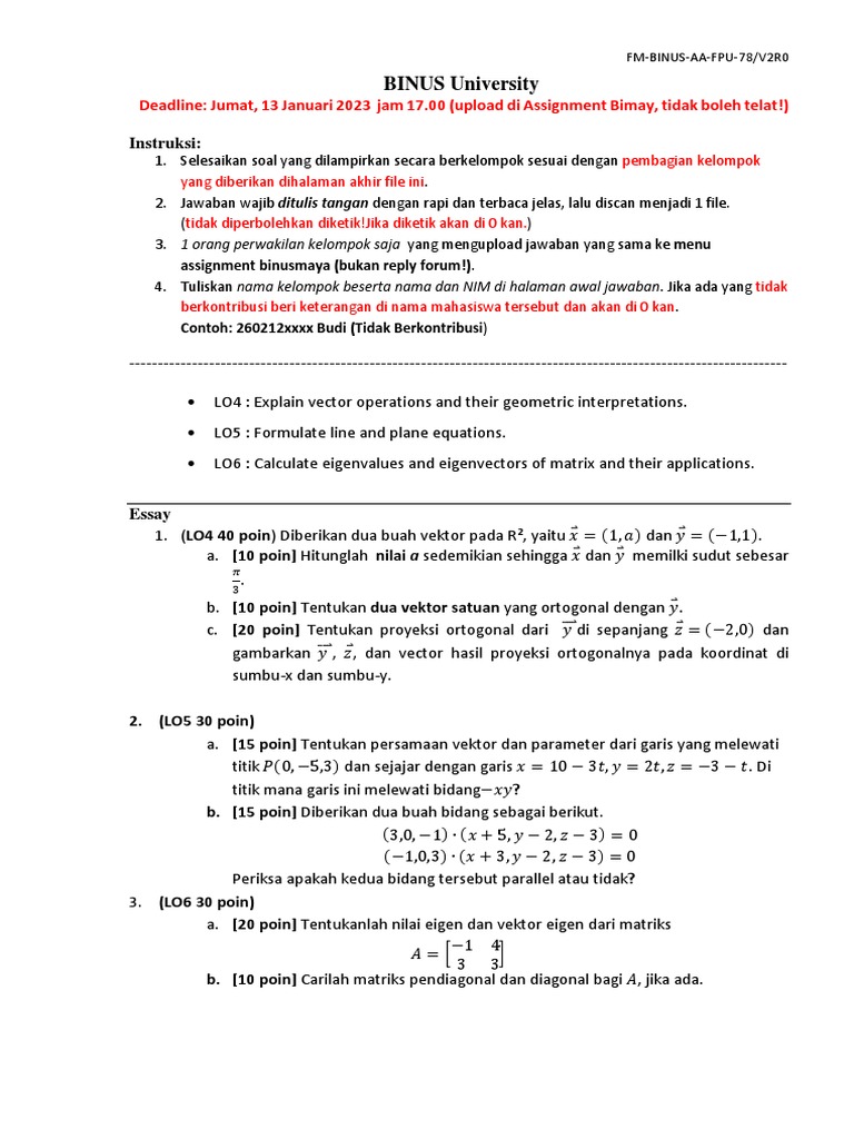Assignment - Linear Algebra-3 | PDF
