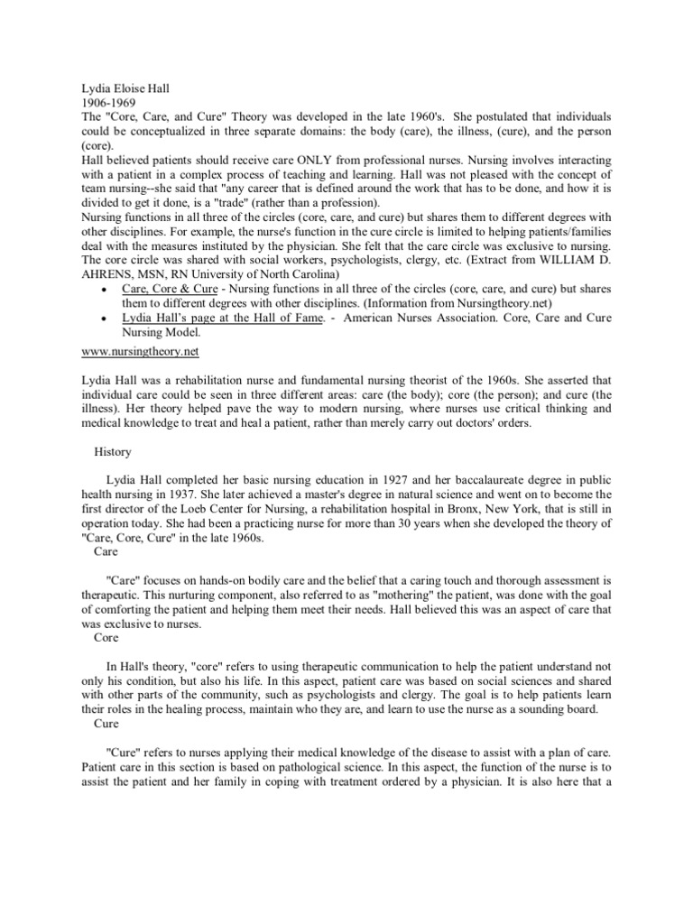 Lydia Hall's Nursing Theory Overview | PDF