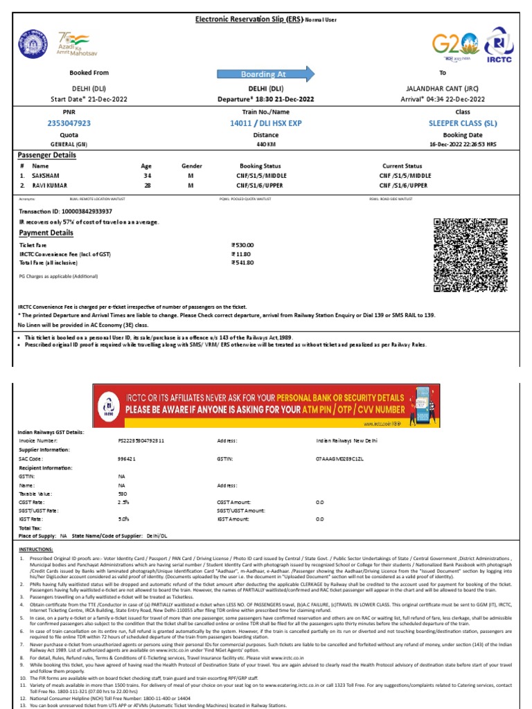 Train Ticker | PDF | Identity Document | Government