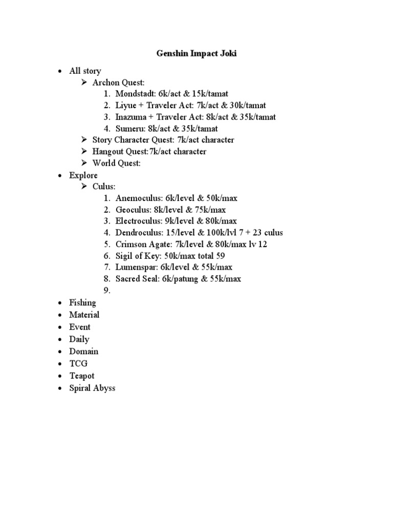 Genshin Impact Joki Services Overview | PDF