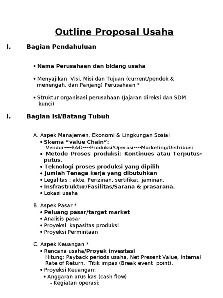 Kerangka Proposal Usaha Sederhana | PDF