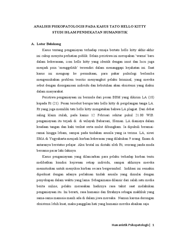 Pandangan Islam dan Psikologi Humanistik tentang Kasus Tato Hello Kitty ...