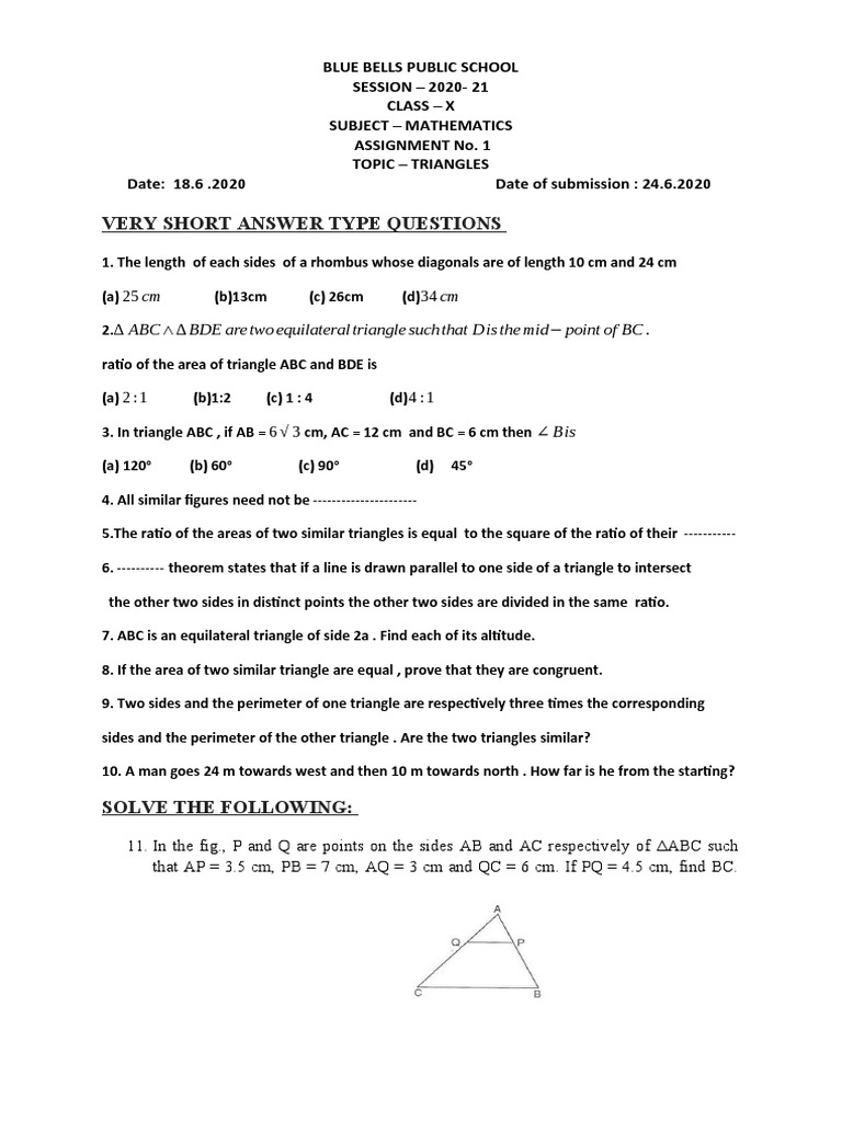 Triangles Assignment 1 | PDF | Triangle | Area