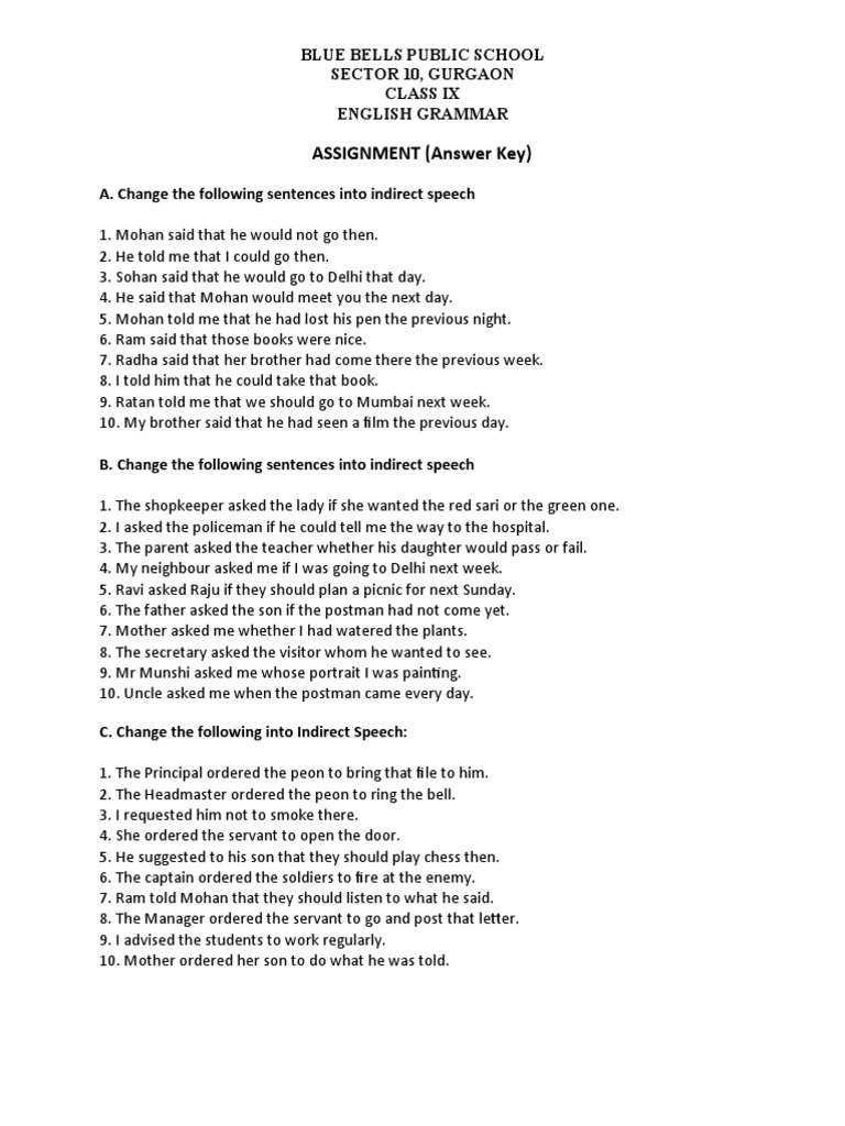 Grammar Assignment 5 Answer Key | PDF