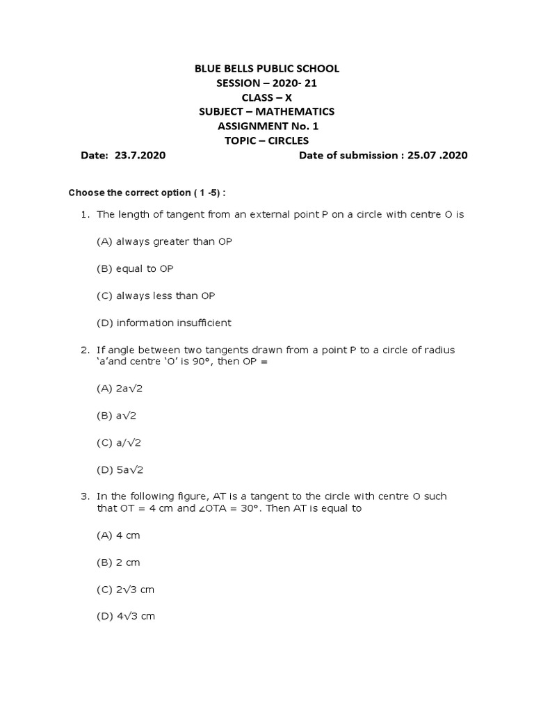 Circles Assignment 1 | PDF