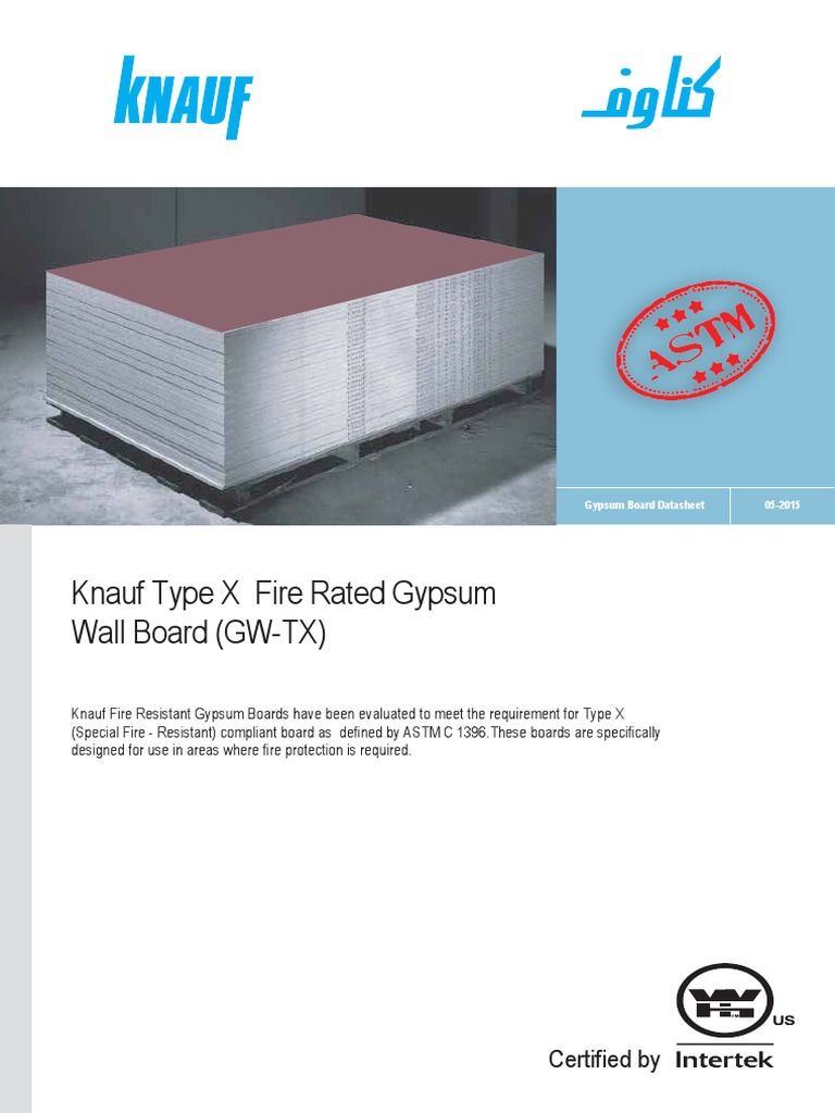 Knauf Type X Fire Rated GW TX 1 | PDF | Drywall | Building Engineering