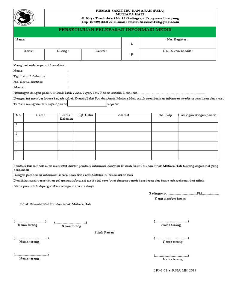 03a. Form Pelepasan Informasi | PDF