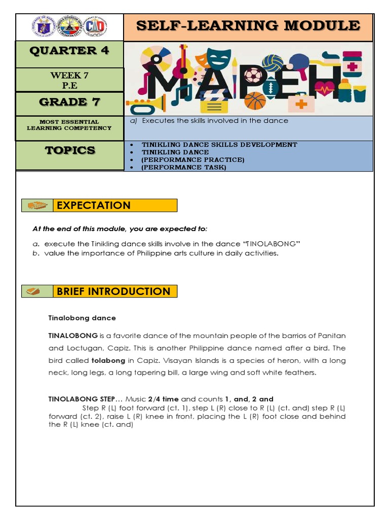 MAPEH 7 Q4 Week 7 | PDF | Physical Fitness | Dances