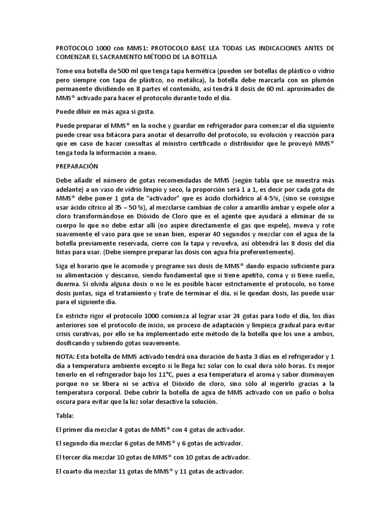 MMS Protocolo 1000 | PDF | Agua | Alimentos