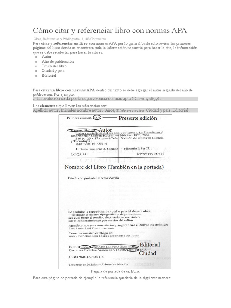Cómo Citar y Referenciar Libro Con Normas APA | PDF | Estilo apa | Comillas