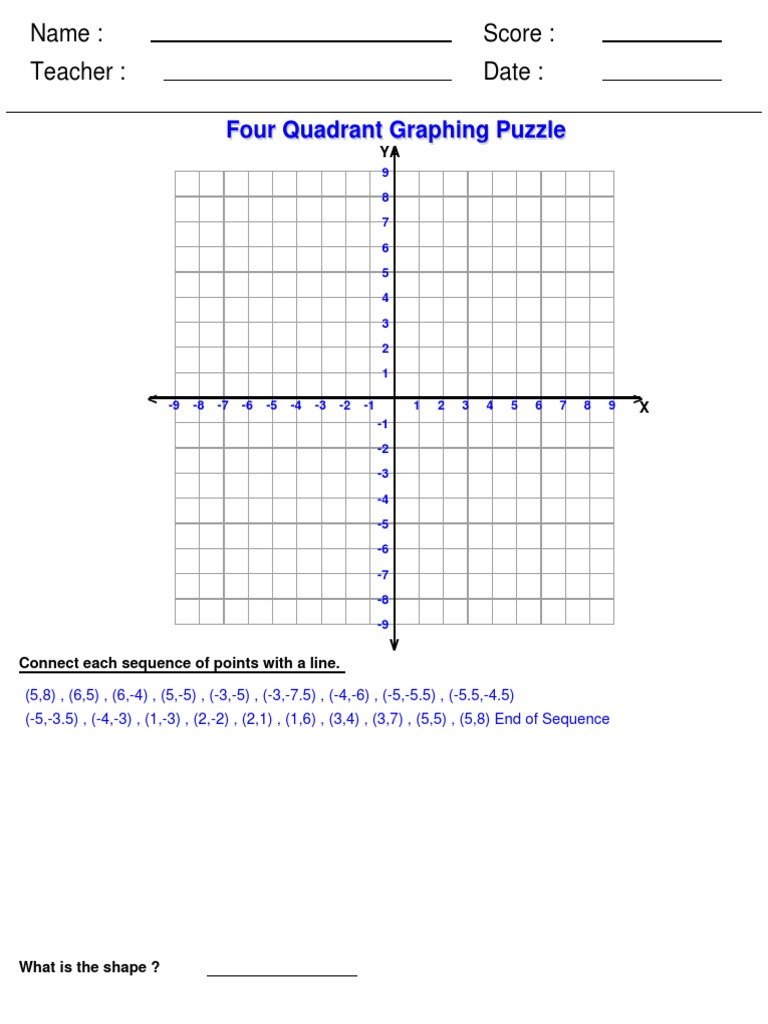 Graphing Four Ordered Puzzle | PDF