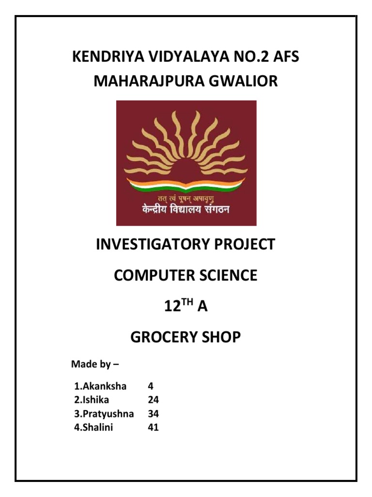CS Investigatory On Grocery Shop | PDF | Mac Os | System Software