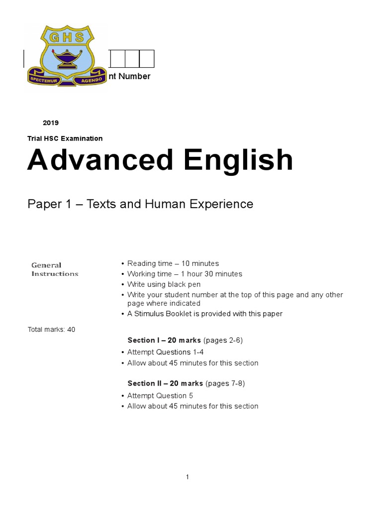 2019 Advanced Trial Paper 1 Question Booklet | PDF | Experience ...