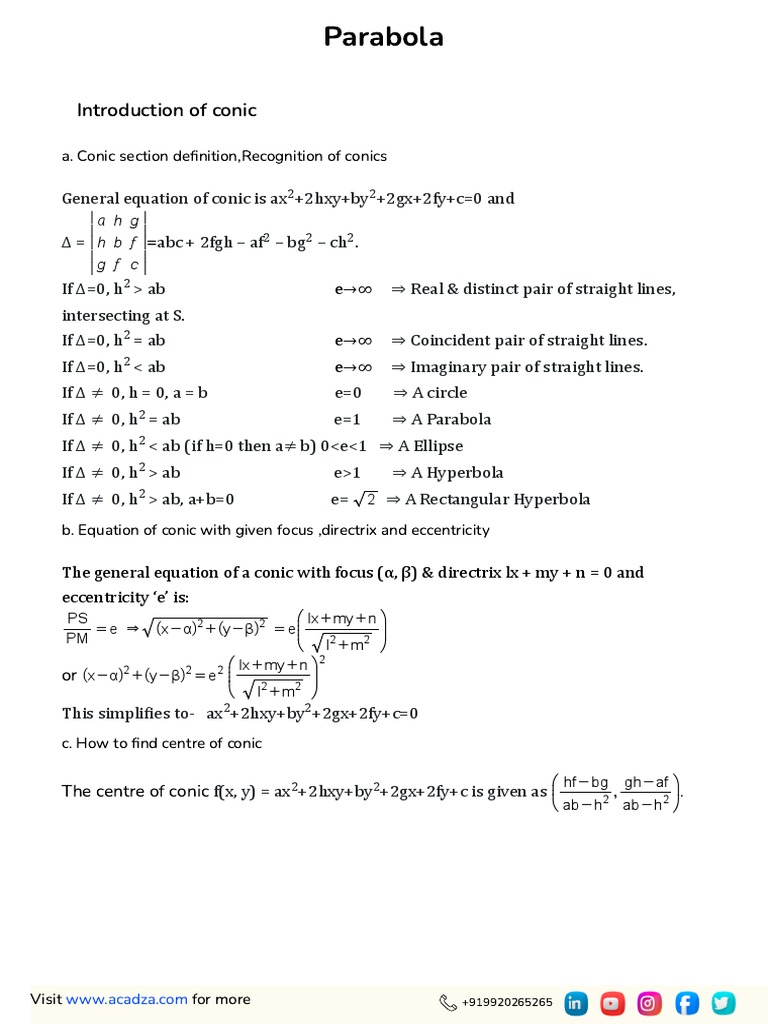 Parabola | PDF | Perpendicular | Analytic Geometry