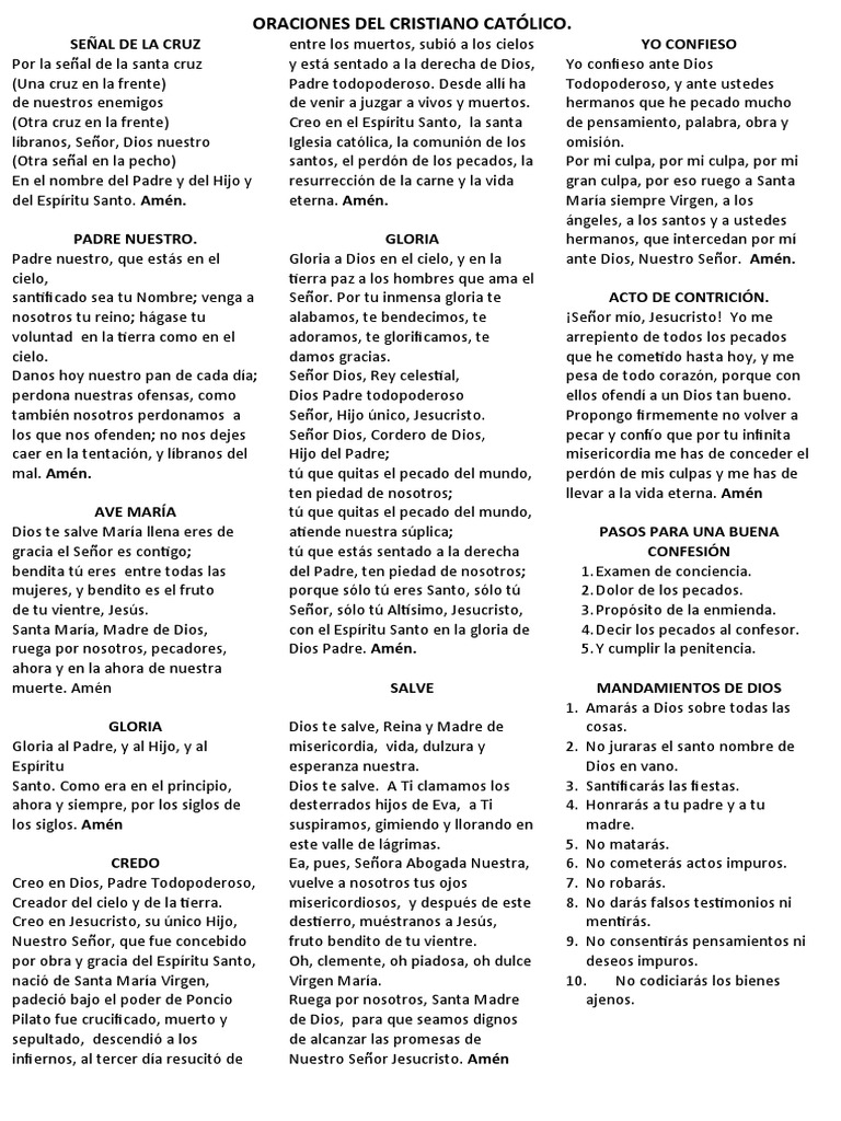 Oraciones Del Cristiano Católico | PDF | eucaristía | María, madre de Jesús
