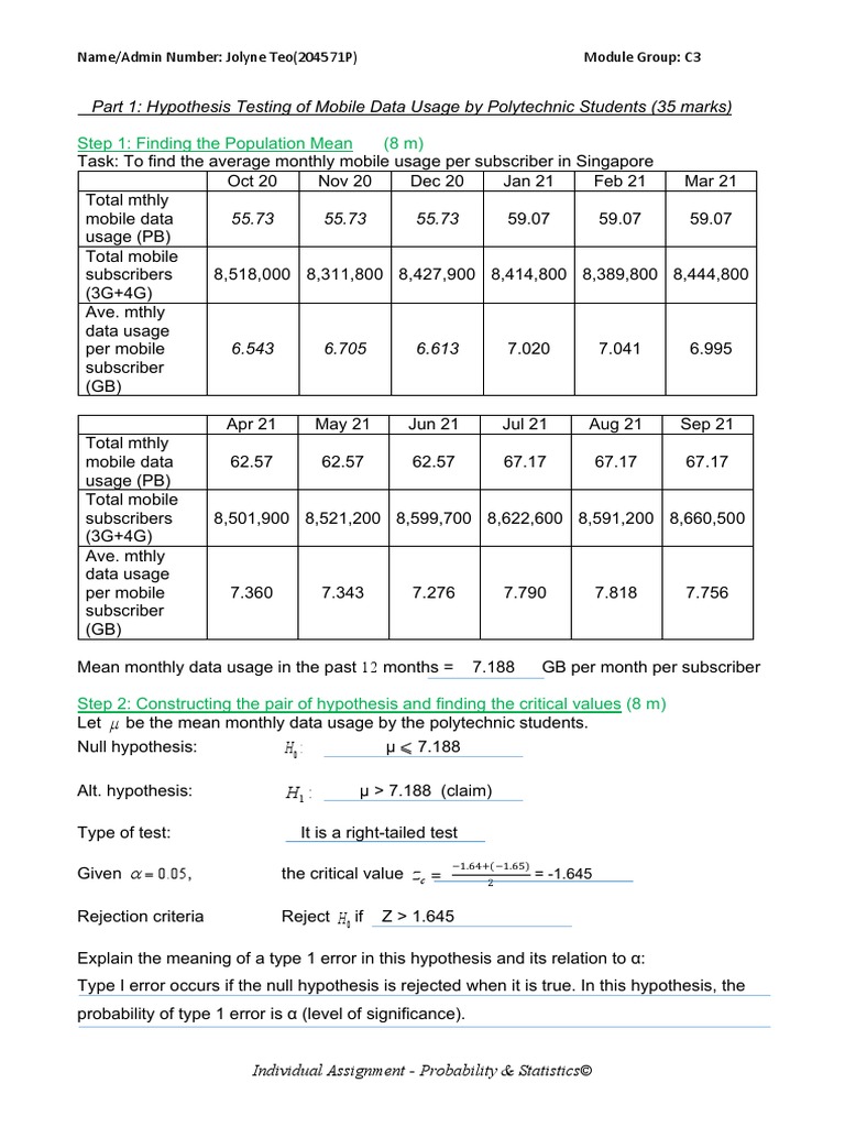 21s2 Prob Stats Assignment 2 Template | PDF | Type I And Type Ii Errors | Statistics