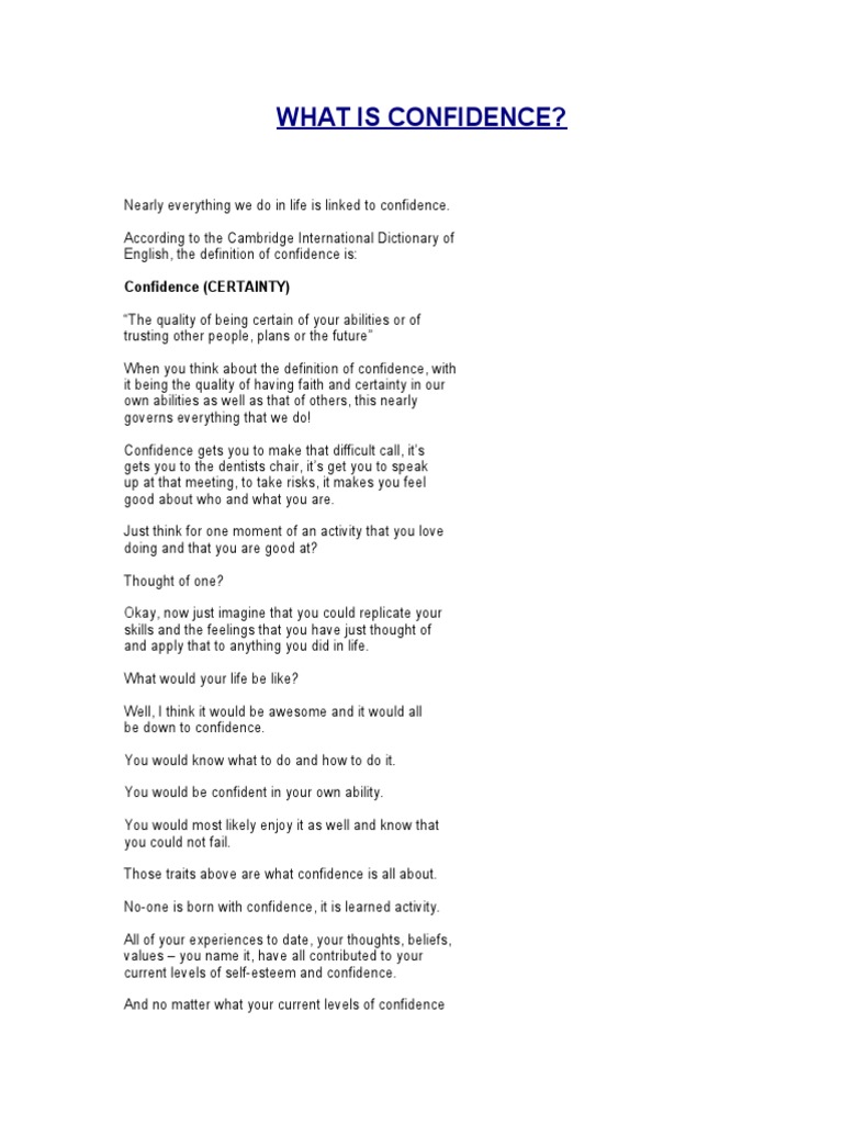 What Is Confidence | PDF | Body Language | Cognition