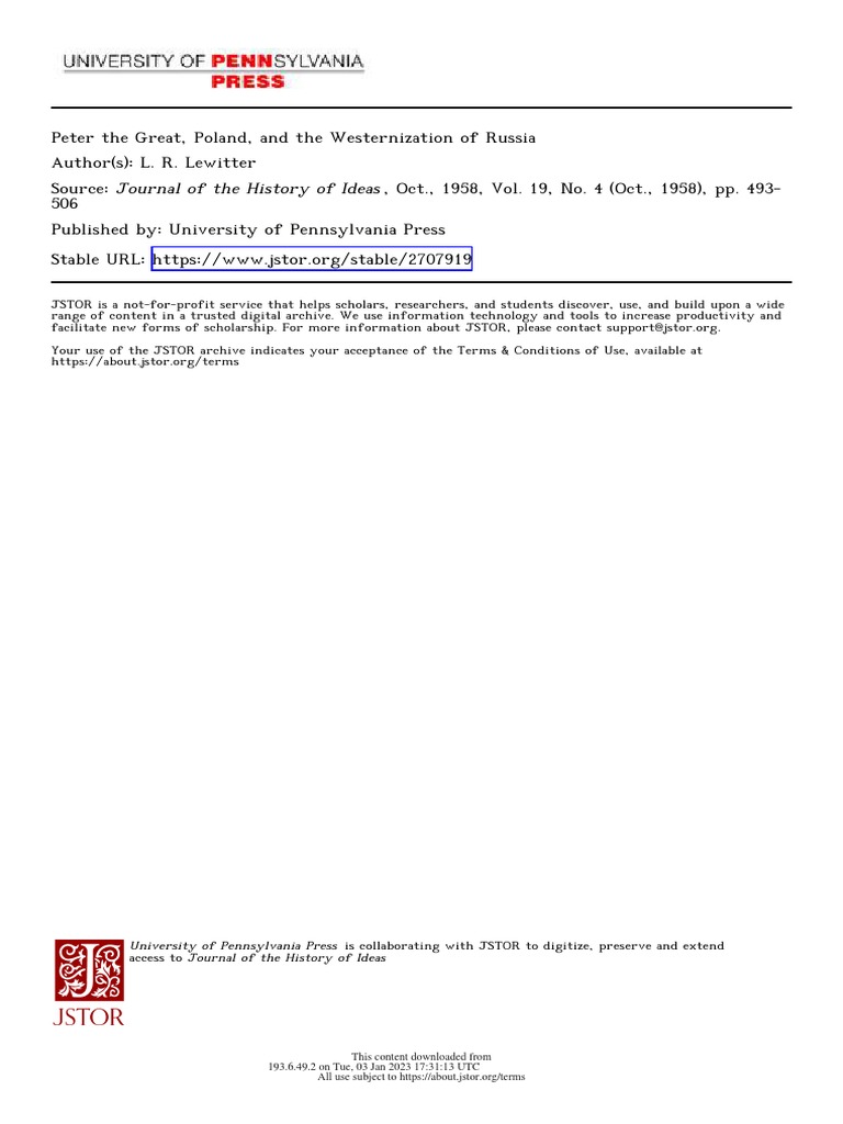 Peter The Great, Poland, and The Westernization of Russia | PDF | René ...