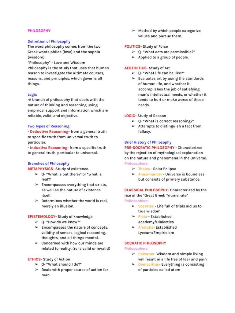 Study of fundamental nature of existence, reality and knowledge | PDF ...