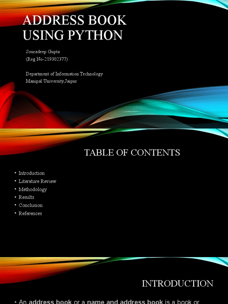 Address Book Using Python - SouradeepGupta - Finalppt | PDF | Graphical User Interfaces | Button ...