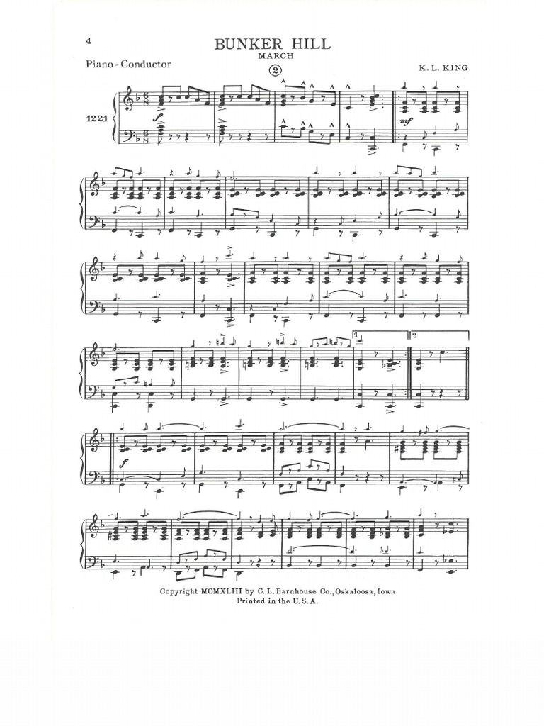Bunker Hill March K. L. King | PDF