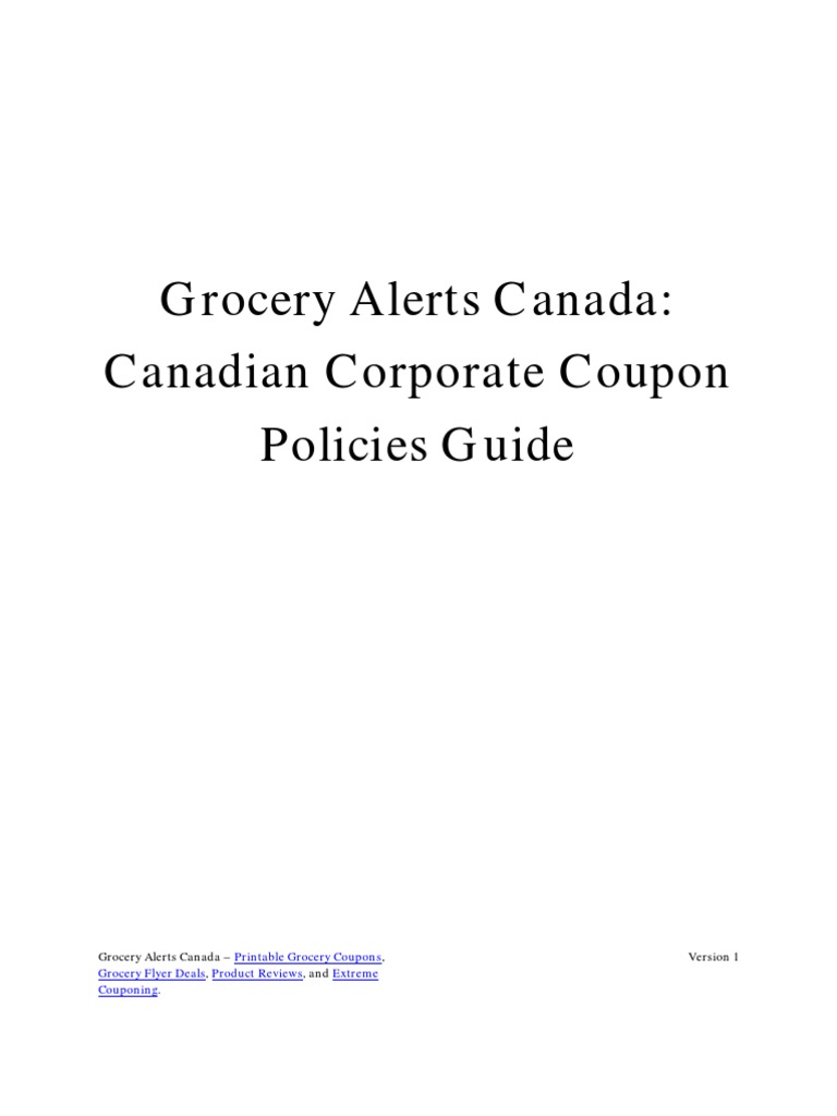 Canadian Coupon Policies Version 1 | PDF | Coupon | Grocery Store