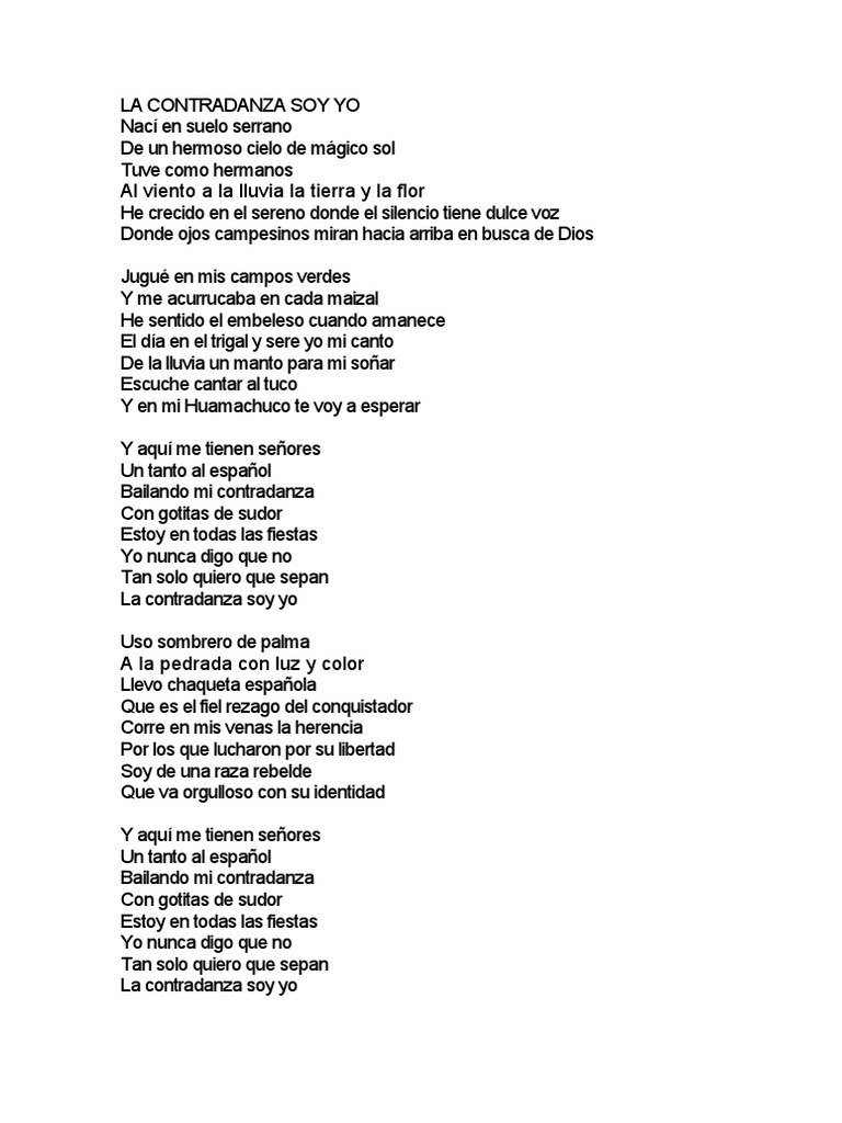 La Contradanza Soy Yo Letra | PDF