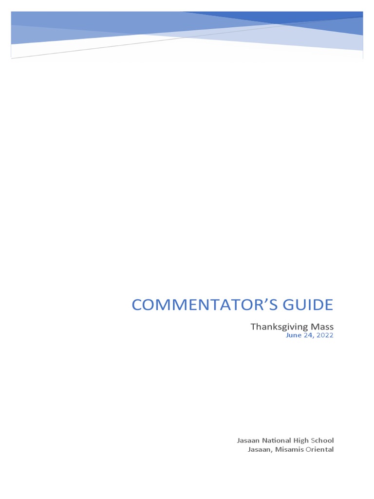 Commentator's Guide - Thanksgiving Edit | PDF