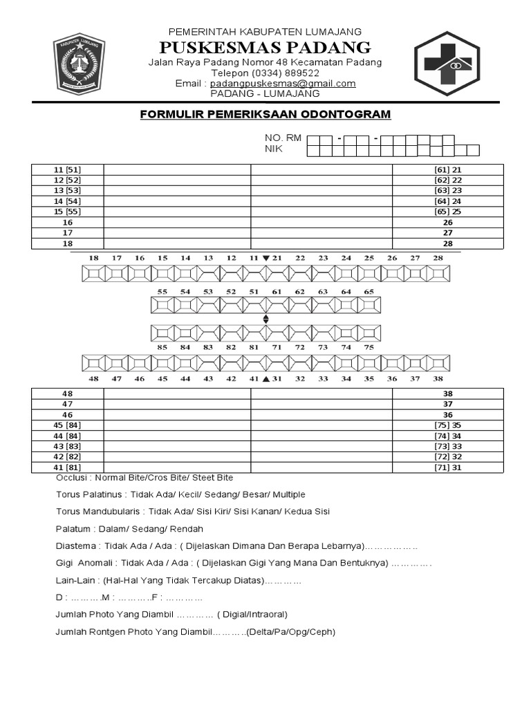 Formulir Pemeriksaan Odontogram Gigi | PDF