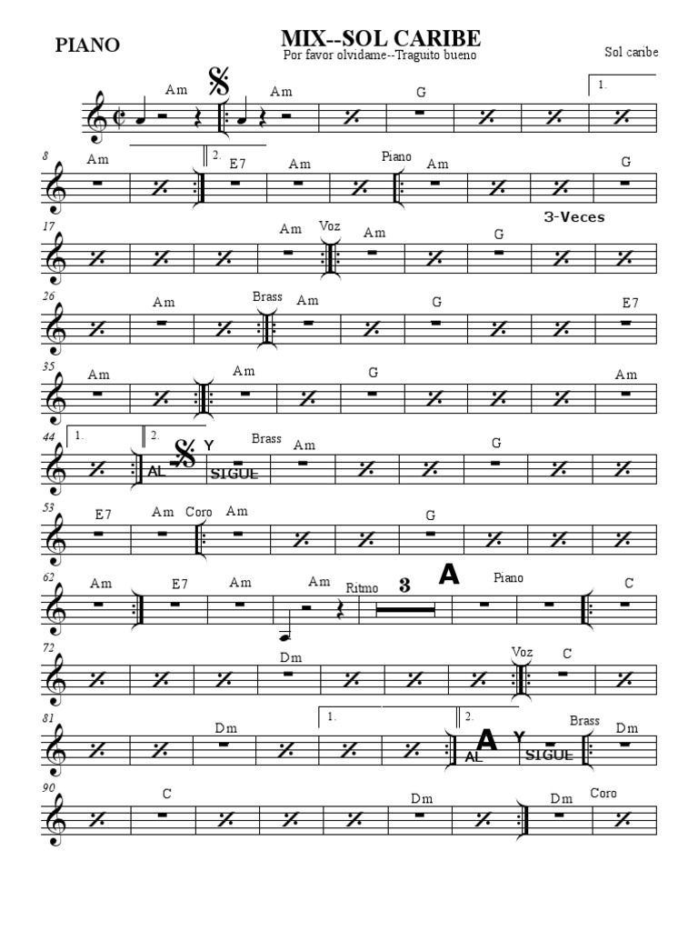 Mezcla Caribe 97: Piano y Brass | PDF