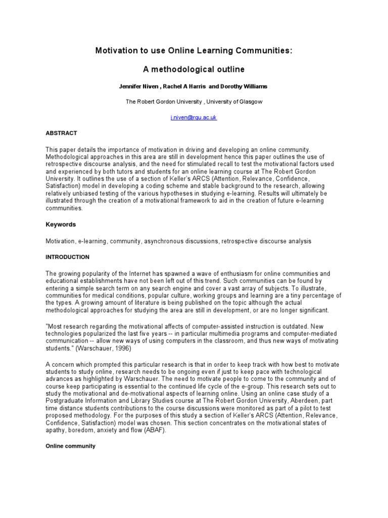 Motivation To Use Online Learning Communities | PDF | Educational ...