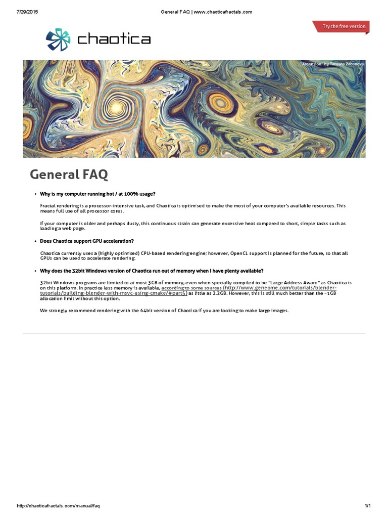 General FAQ - WWW - Chaoticafractals | PDF