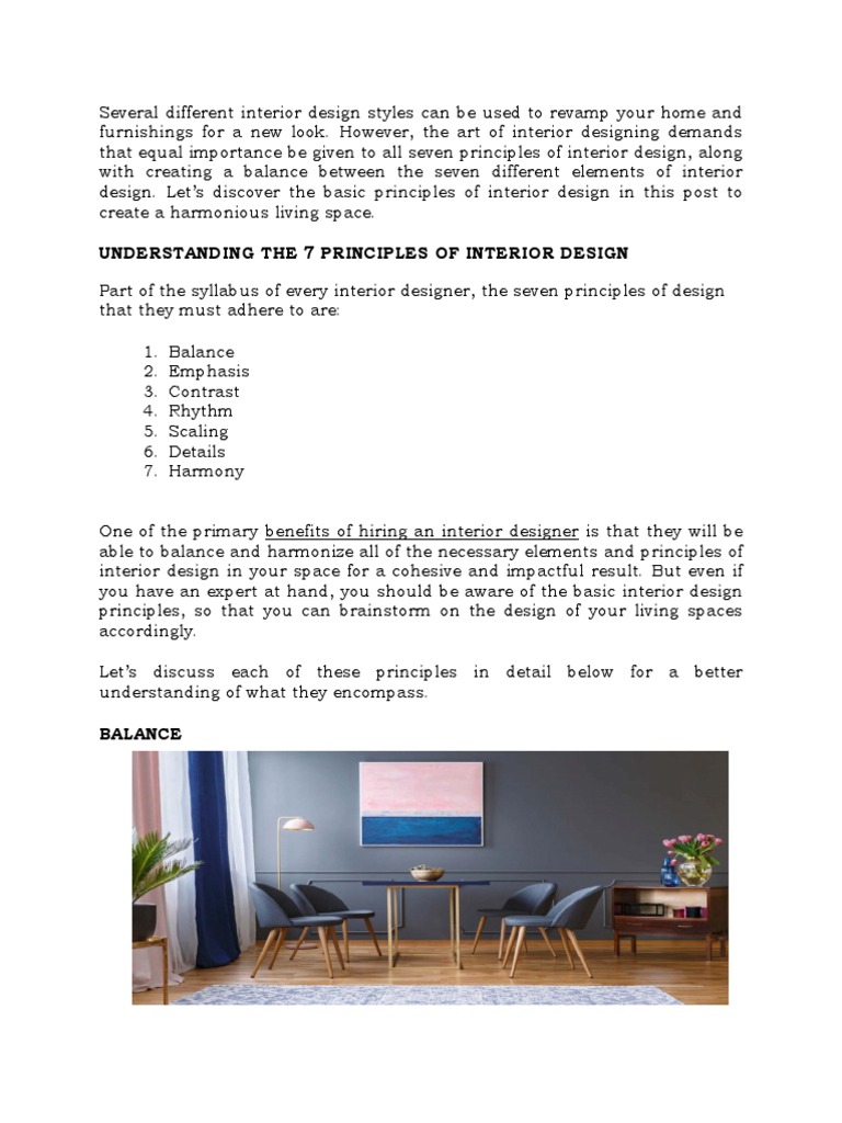 Interior Design Principles Contrast Using Basic Design Principles To