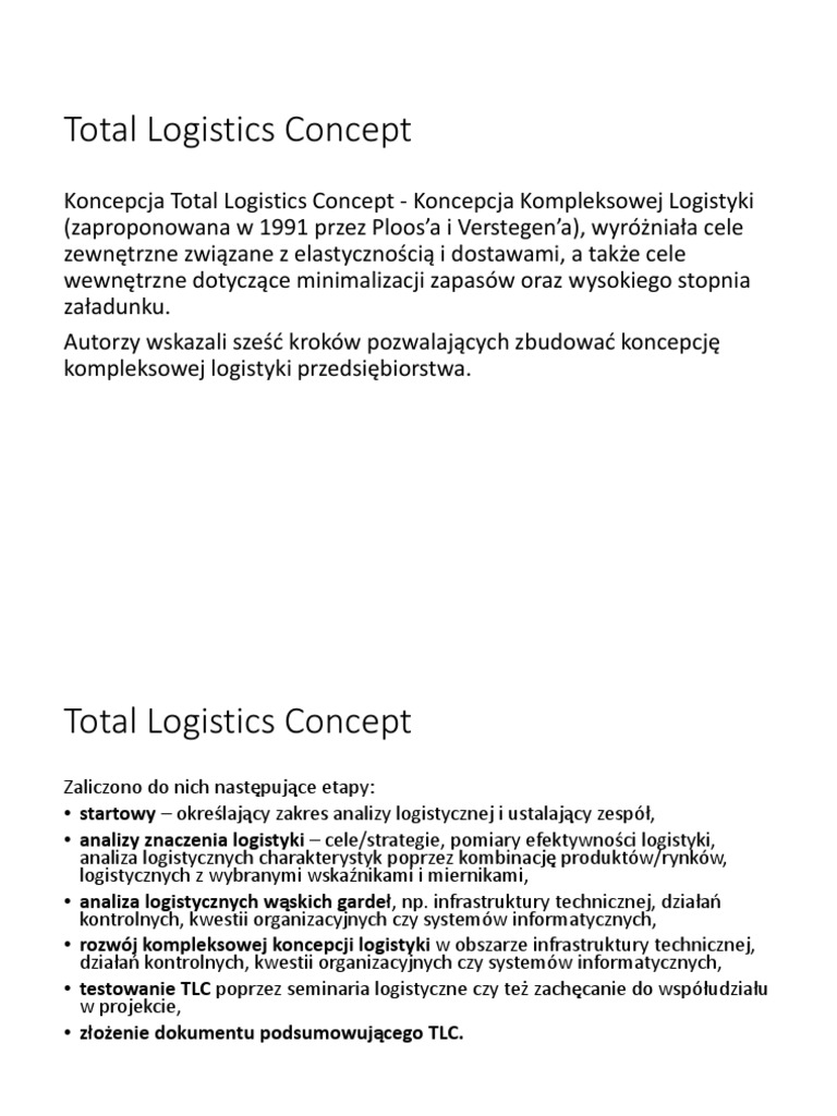 Total Logistics Concepts | PDF