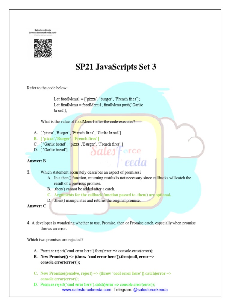 Sp21 Javascripts Set 3: B. ( Pizza','Burger', French Fires') | PDF ...