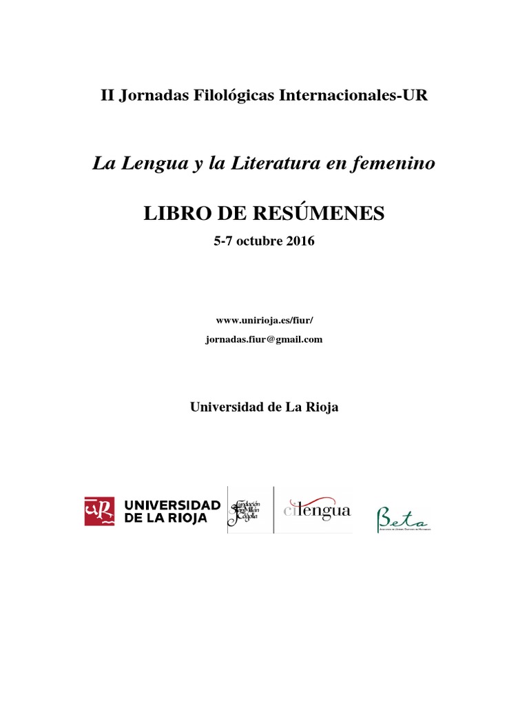 La Lengua y La Literatura en Femenino: Libro de Resúmenes | PDF ...