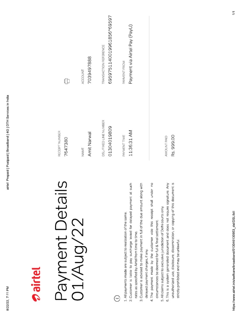 August Broadband Bill | PDF