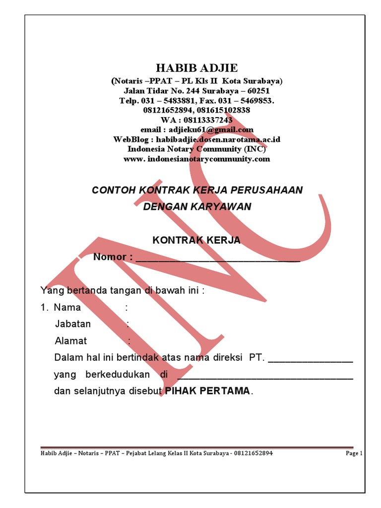 Pak Habib - Contoh Perjanjian Kerja | PDF