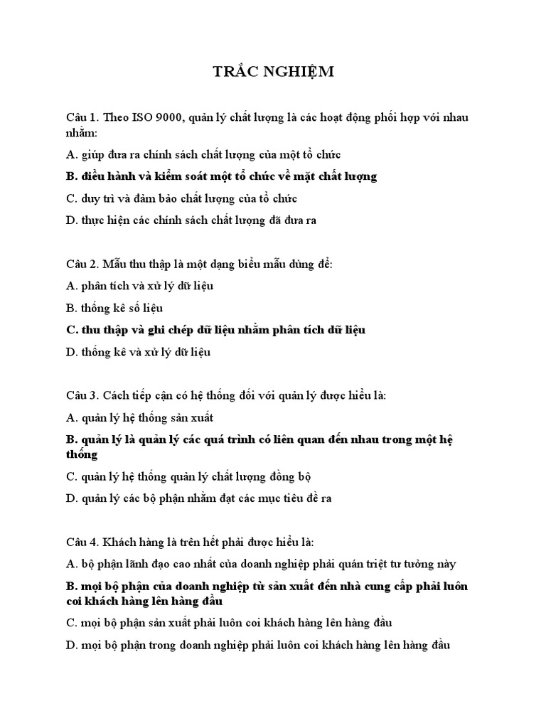 Trắc nghiệm QTCL | PDF