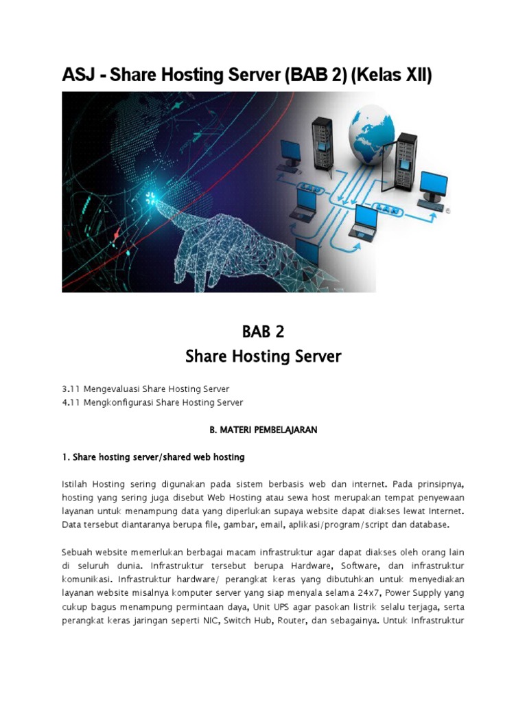MATERI ASJ - Share Hosting Server (BAB 2) (Kelas XII) | PDF | Komputer