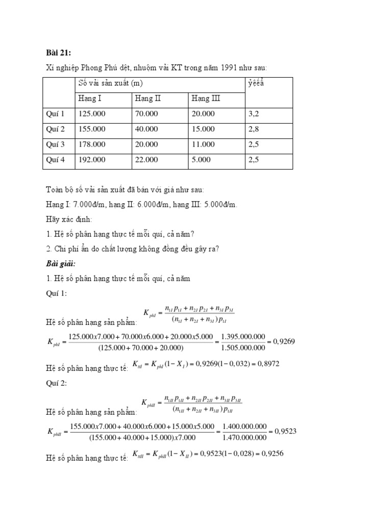 Bai Tap Tu Luan Quan Tri Chat Luong Co Dap An | PDF