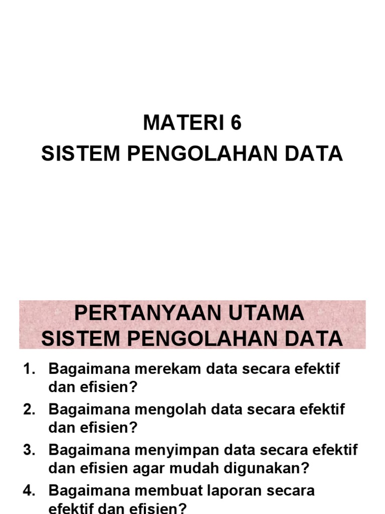 Bab 6 Sistem Pengolahan Data | PDF