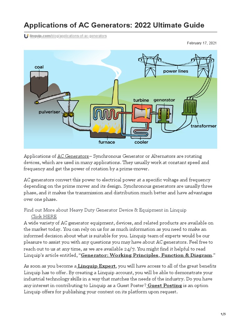 AC Generators: Industry Applications | PDF | Electric Generator ...