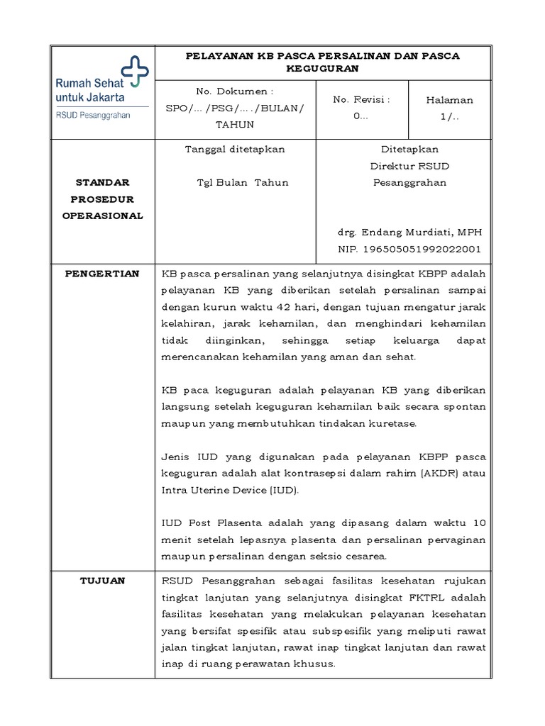 SOP KB Pasca Salin | PDF