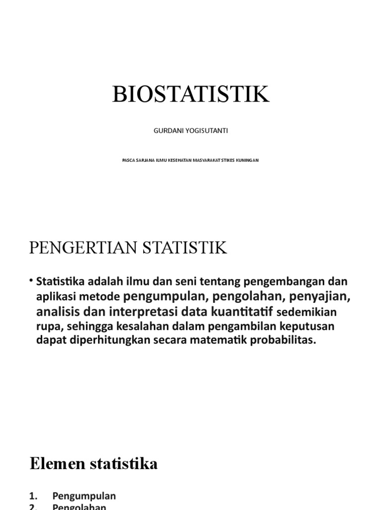 Biostatistik 1 Pengantar Biostatistik 9A1 | PDF